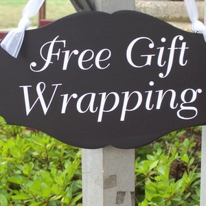 Free Gift Wrapping Shop Wood Vinyl Sign Stores Holiday Business Sign ...
