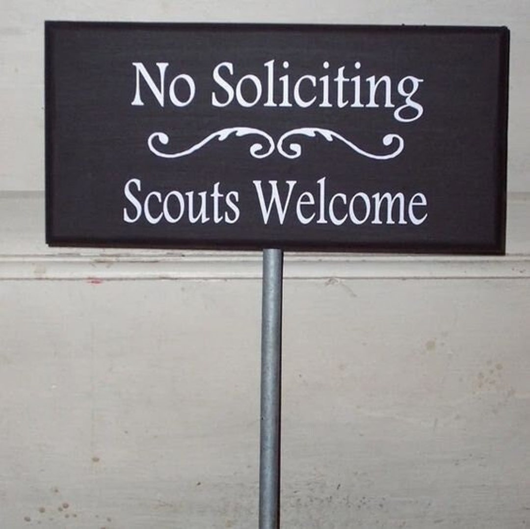 No Soliciting Scouts Welcome Wood Signs Vinyl Yard Stake Sign Outdoor ...