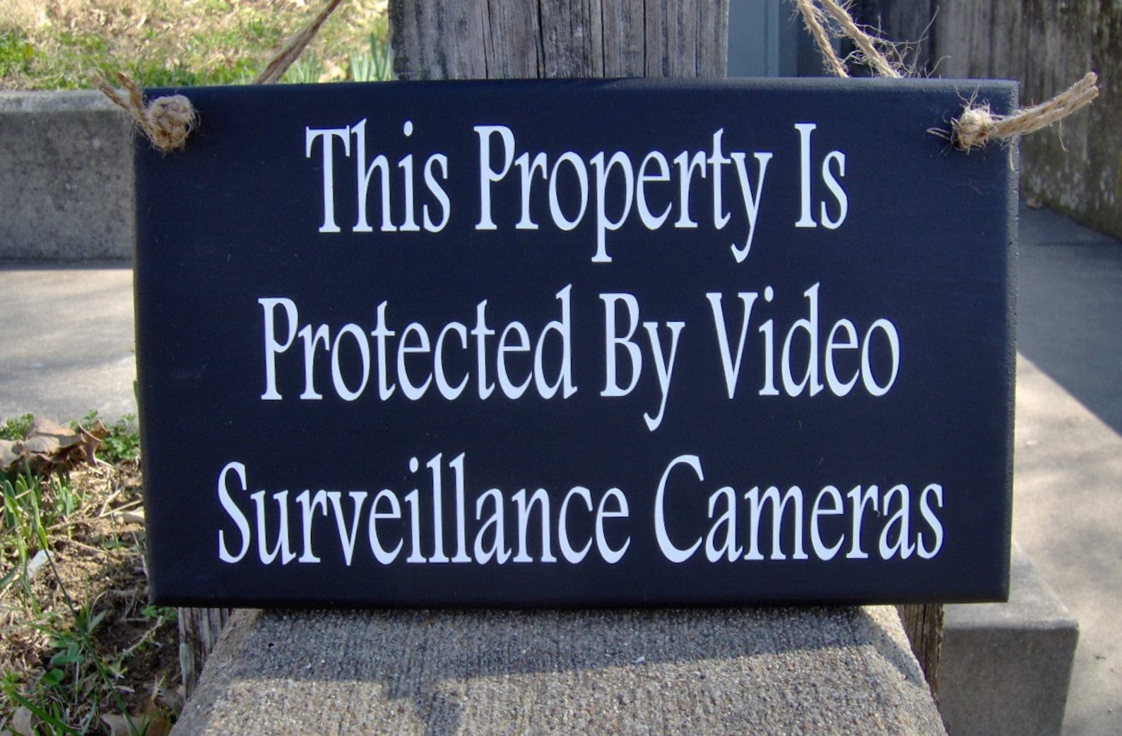 Property Protected Video Surveillance Cameras Wood Vinyl Sign - Etsy