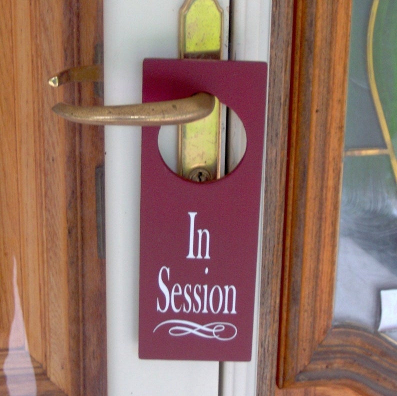 In Session Door Knob Hanger Wood Vinyl Sign Office Spa Salon - Etsy