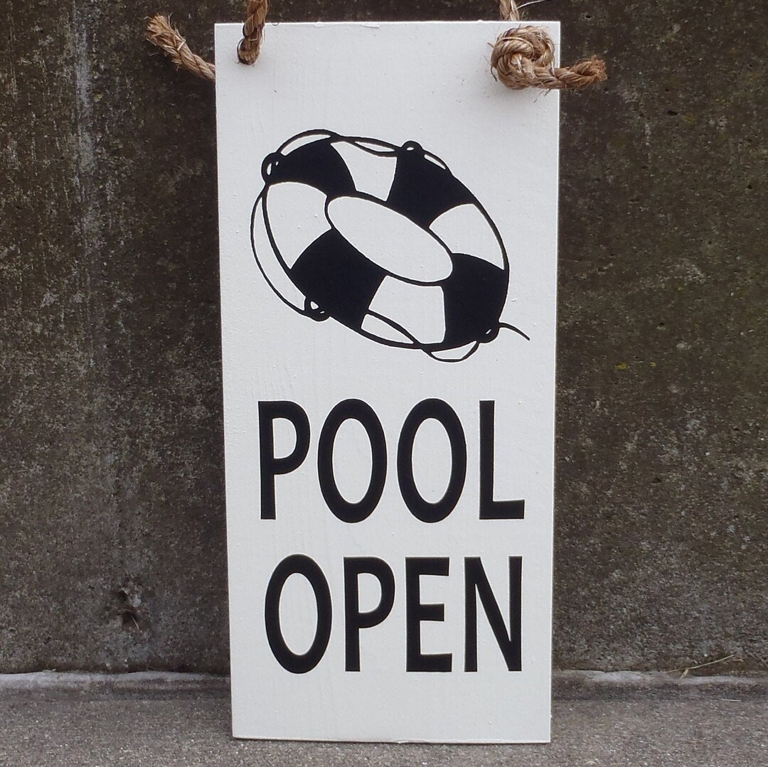 Swimming Pool Open Closed Wood Vinyl Sign for Backyard Front Door - Etsy