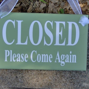 Open Welcome Closed Please Come Again Reversible Two Sided Wood Vinyl ...