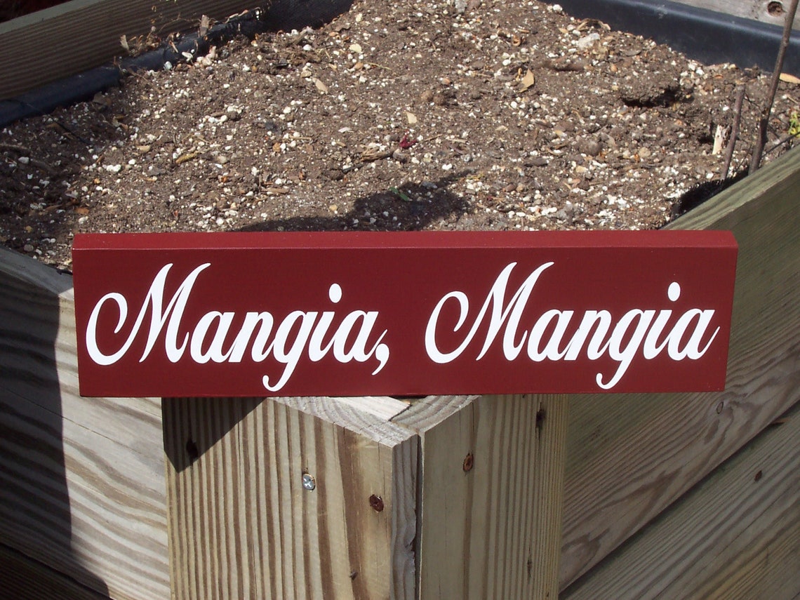 Mangia Mangia Wood Vinyl Sign Italian Tuscan Kitchen Eat Decor | Etsy