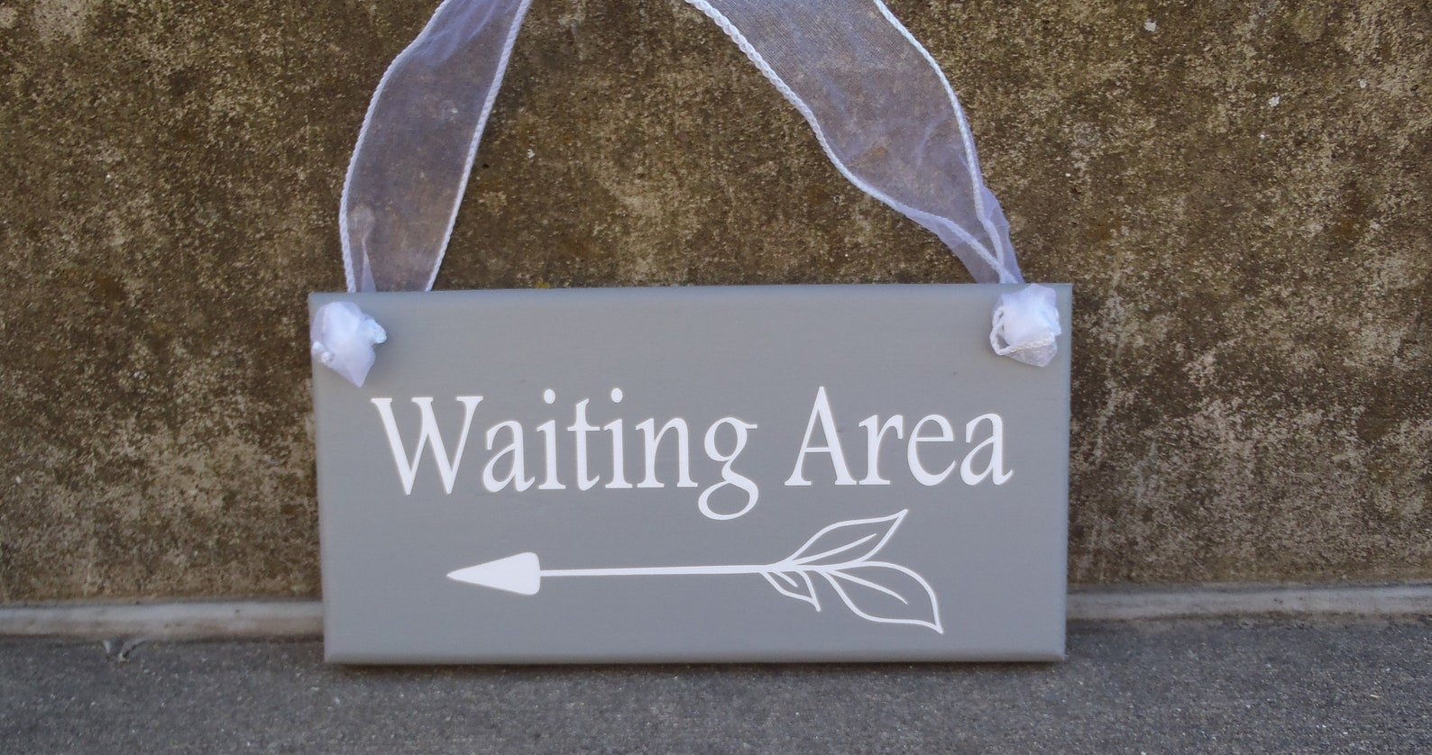 Waiting Area Sign Directional Arrow Wood Vinyl Sign Everyday | Etsy