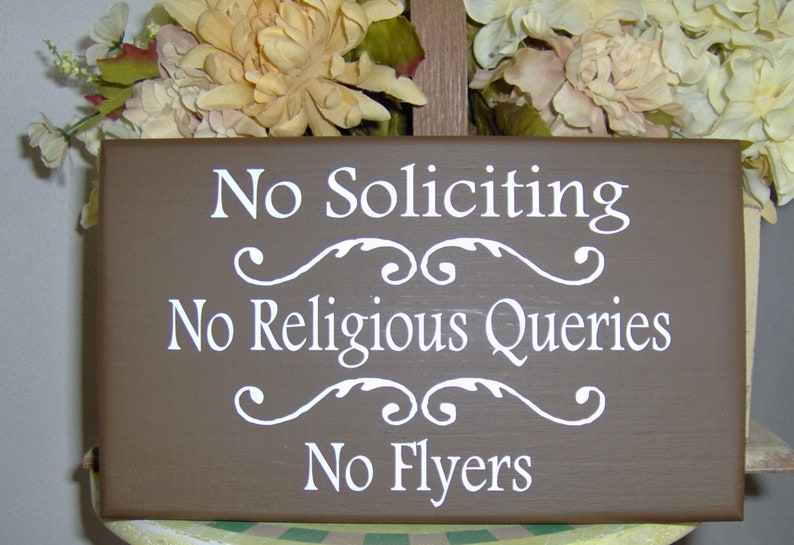 No Soliciting No Religious Queries No Flyers Wood Sign Vinyl - Etsy