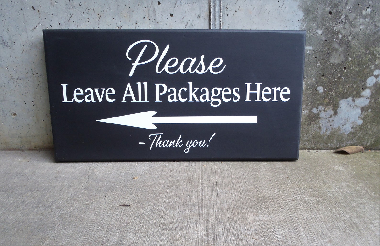 Please Leave Packages Here With Arrow Wood Vinyl Front Door | Etsy