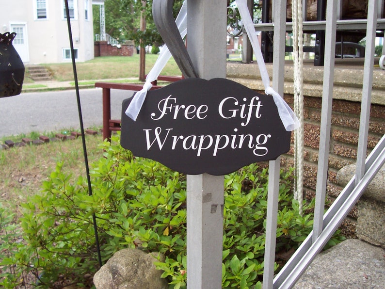 Free Gift Wrapping Shop Wood Vinyl Sign Stores Holiday - Etsy