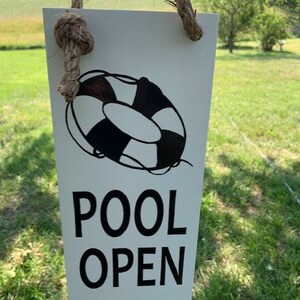 Swimming Pool Open Closed Wood Vinyl Sign for Backyard Front Door - Etsy