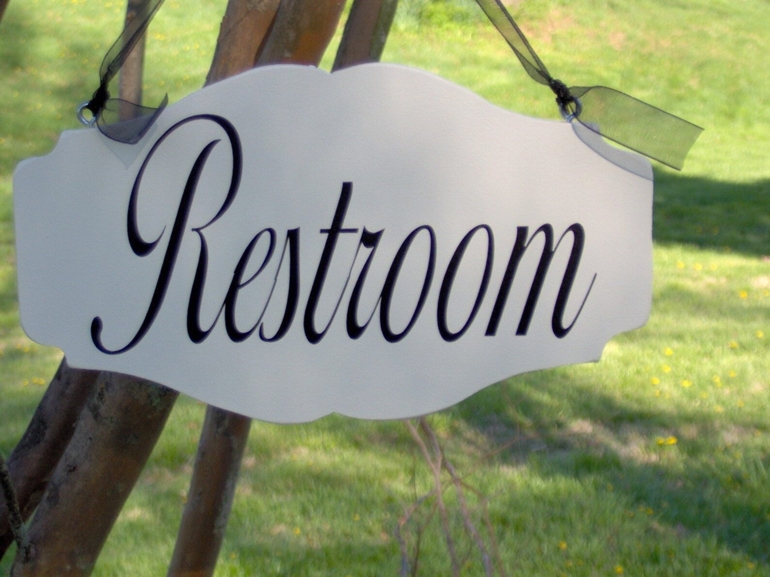 Restroom Decor Hanging Bathroom Sign Wood Vinyl Door Hanger - Etsy