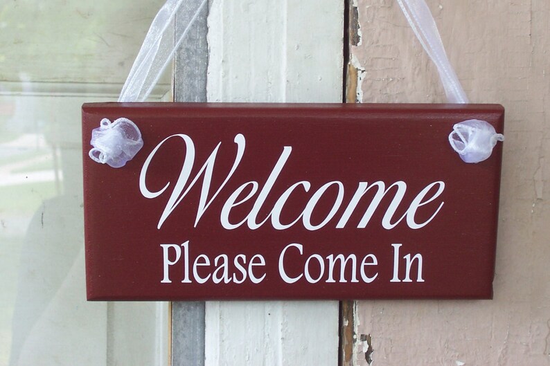 Welcome Please Come in Wood Vinyl Sign Business Office - Etsy