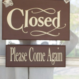 Open and Closed Sign Welcome Please Come Again Wood Reversible Business ...