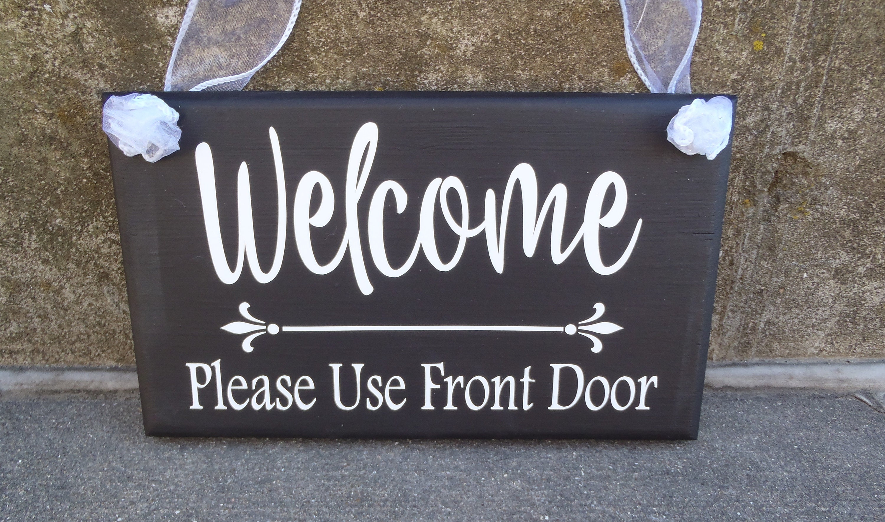 Welcome Please Use Front Door Wood Vinyl Entryway Front Door | Etsy