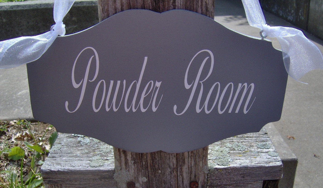 Powder Room Wood Vinyl Sign Elegant Designs Directional Bath | Etsy