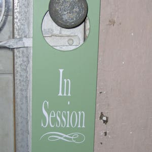 Door Knob Hanger in Session Wood Vinyl Sign Office Supplies Business ...