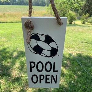 Swimming Pool Open Closed Wood Vinyl Sign for Backyard Front Door - Etsy