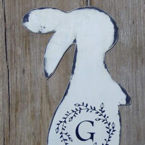 Monogram Bunny Rabbit Easter Rustic Farmhouse Distressed Initial Vine ...