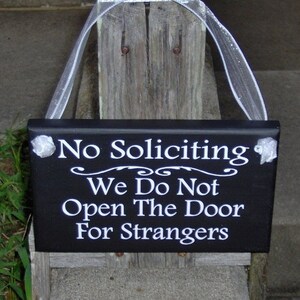 No Soliciting Do Not Open Door for Strangers Wood Sign Vinyl Home Decor ...