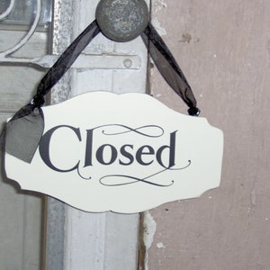 Open Closed Wood Vinyl Sign Two Sided Sign Store Shop Beauty Salon Spa ...