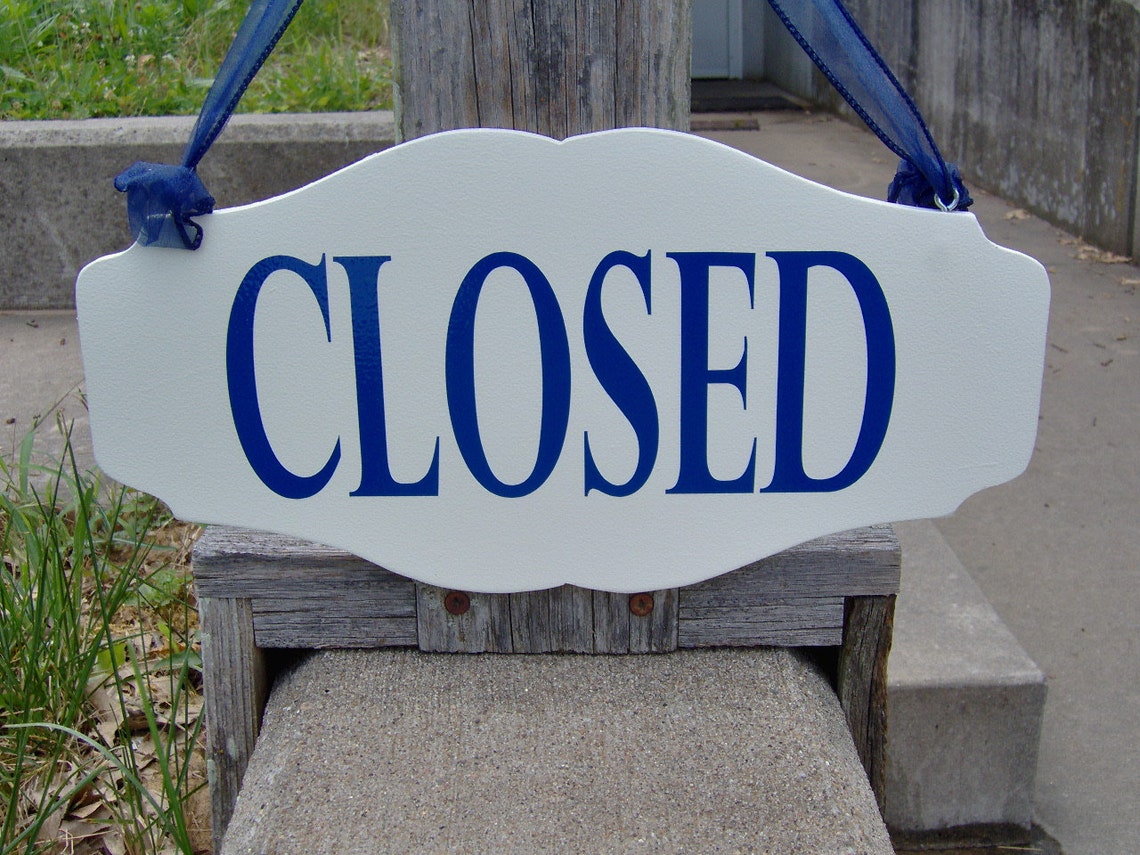 Open Closed Wood Vinyl Sign Reversible Business Sign Office - Etsy