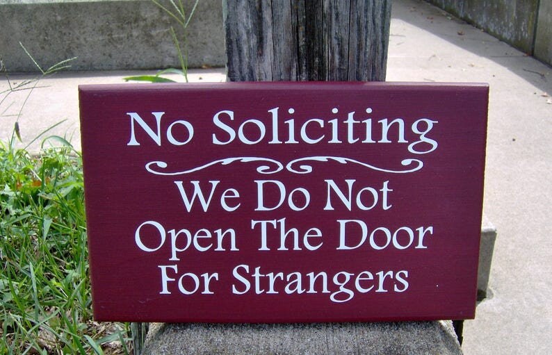 No Soliciting Do Not Open Door for Strangers Wood Sign Vinyl | Etsy