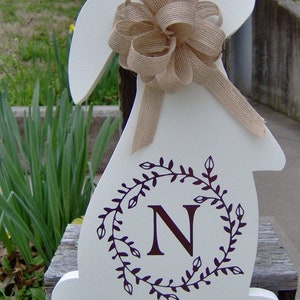 Easter Bunny Door Hanger, Spring Rabbit Initial Wall Hanging, Modern ...