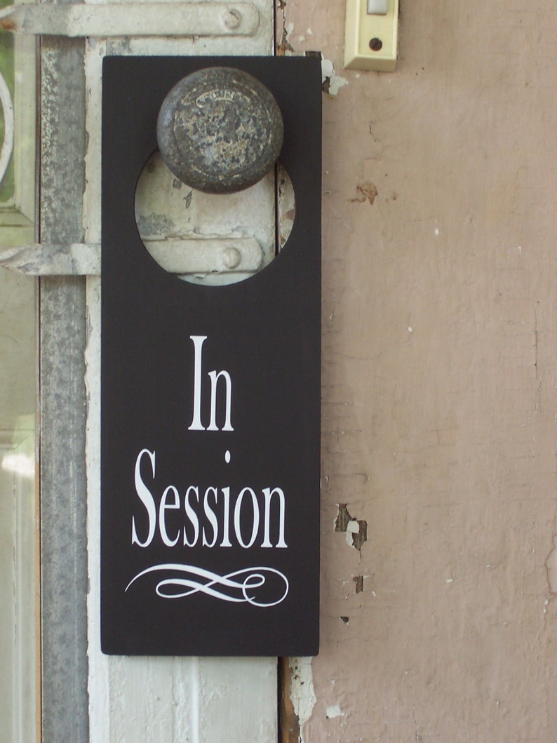 Door Knob Hanger Sign in Session Wood Vinyl Sign Door Knob - Etsy