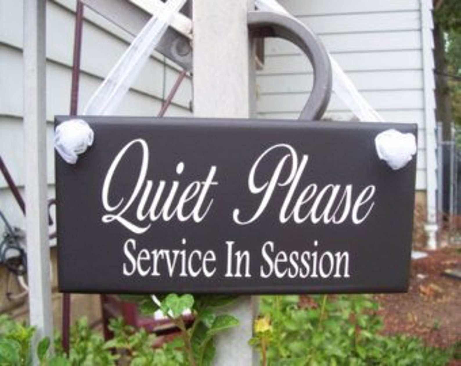 Quiet Please Service In Session Wood Sign Vinyl Door Plaque | Etsy