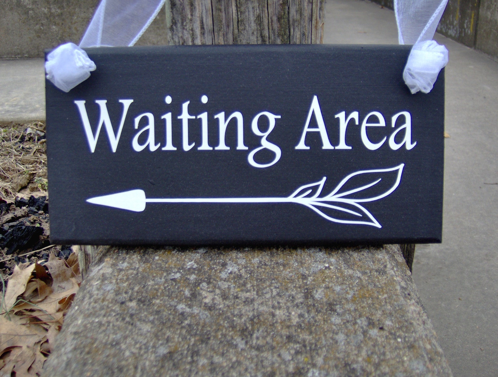 Waiting Area Sign Directional Arrow Wood Vinyl Sign Everyday | Etsy