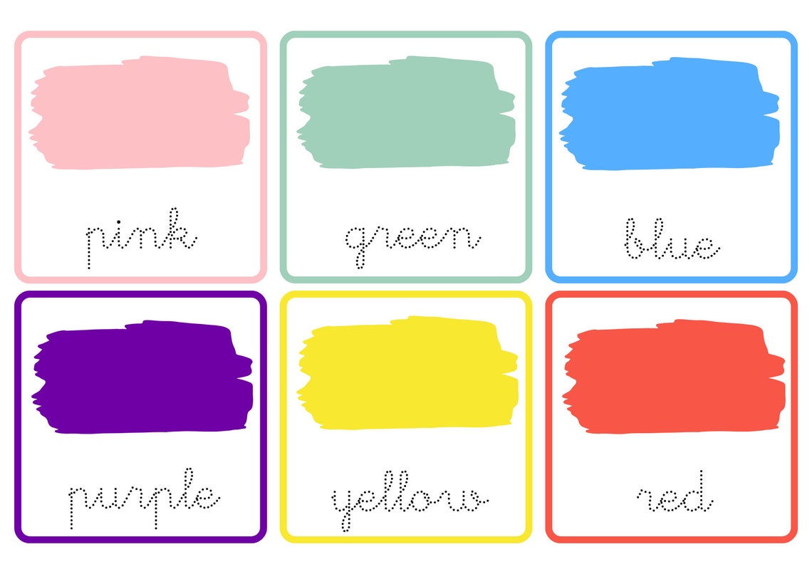 12 Colour Flashcards, Tracing, Printable Flashcards, Word to Picture ...