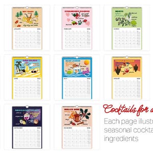 2025 Illustrated Cocktails Wall Calendar Cocktail Recipies for All ...