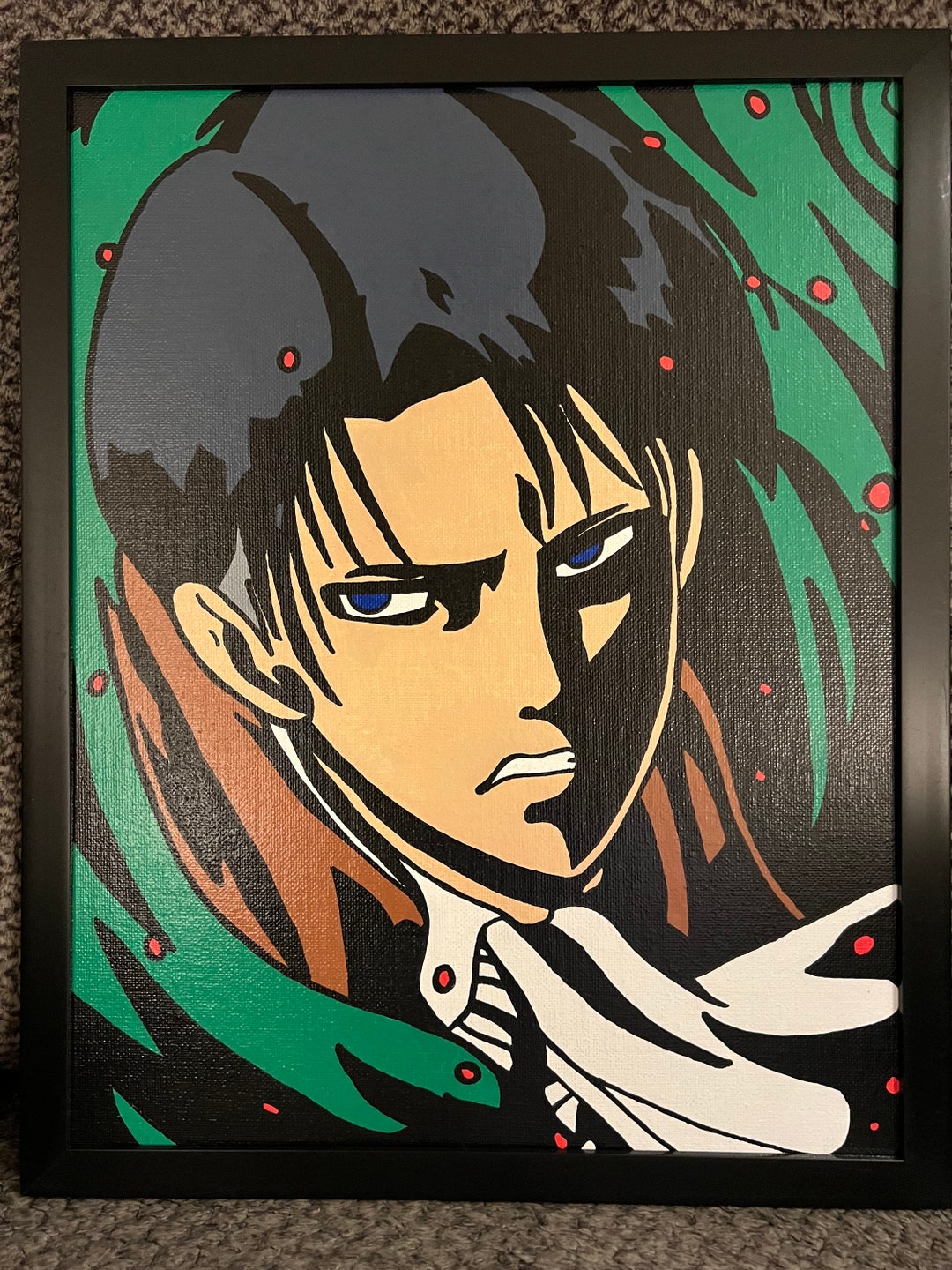 Levi Ackerman Attack on Titan Hand Painted Acrylic Framed Painting - Etsy