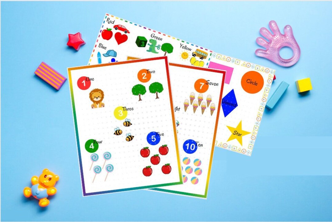 Children's Learning Shapes, Colors, and Counting Printable and Digital ...