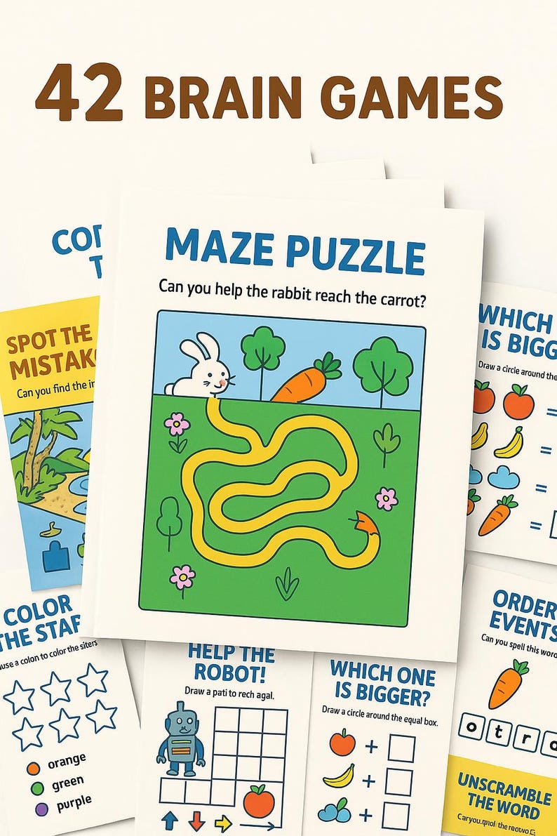 Brain Booster Printable Activity Book for Kids – Fun Educational Games ...
