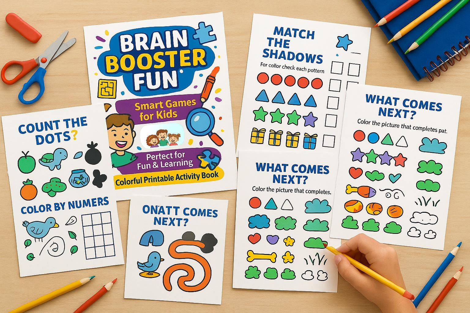 Brain Booster Printable Activity Book for Kids – Fun Educational Games ...