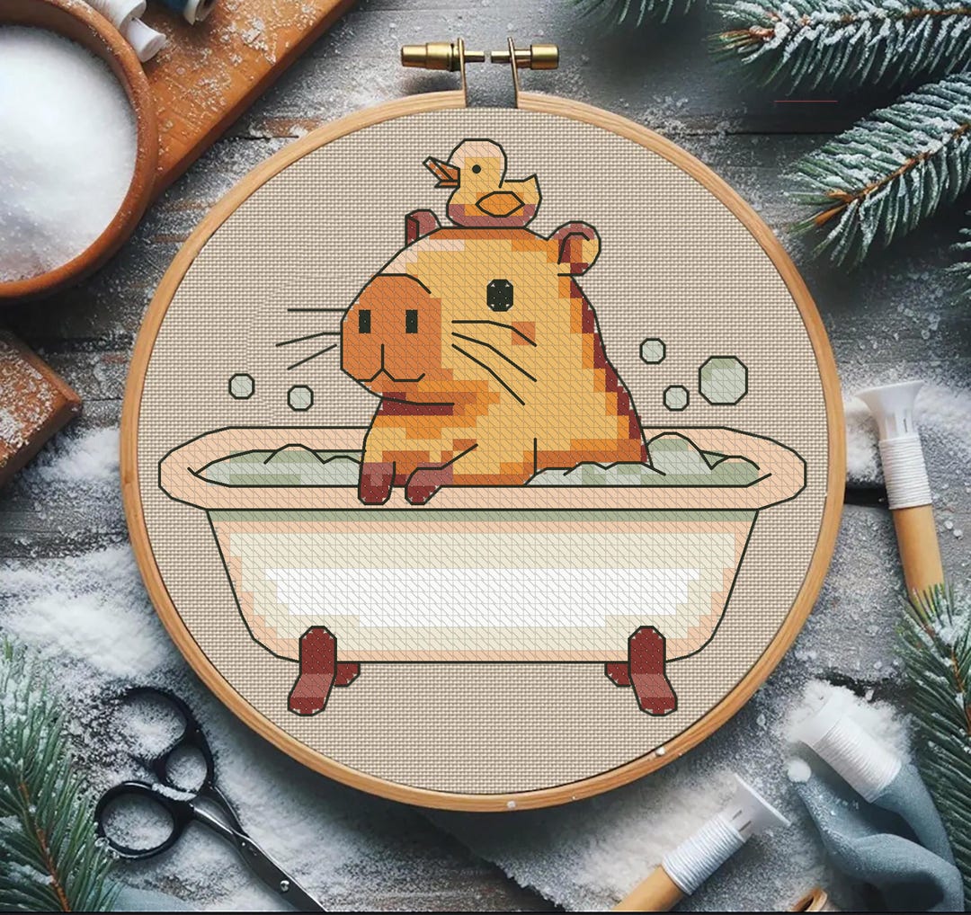 Funny Cute Capybara "just Be Cool" Cross Stitch Pattern PDF 50х67 ...