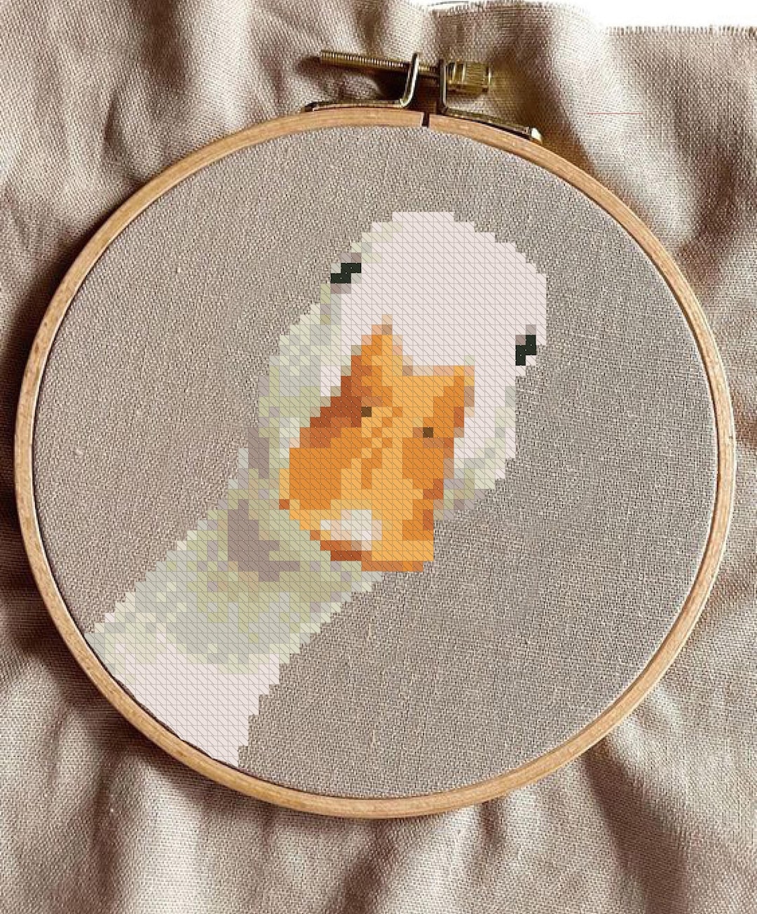 Curious Cute White Goose Cross Stitch Pattern PDF 45х83 Stitches Simple ...