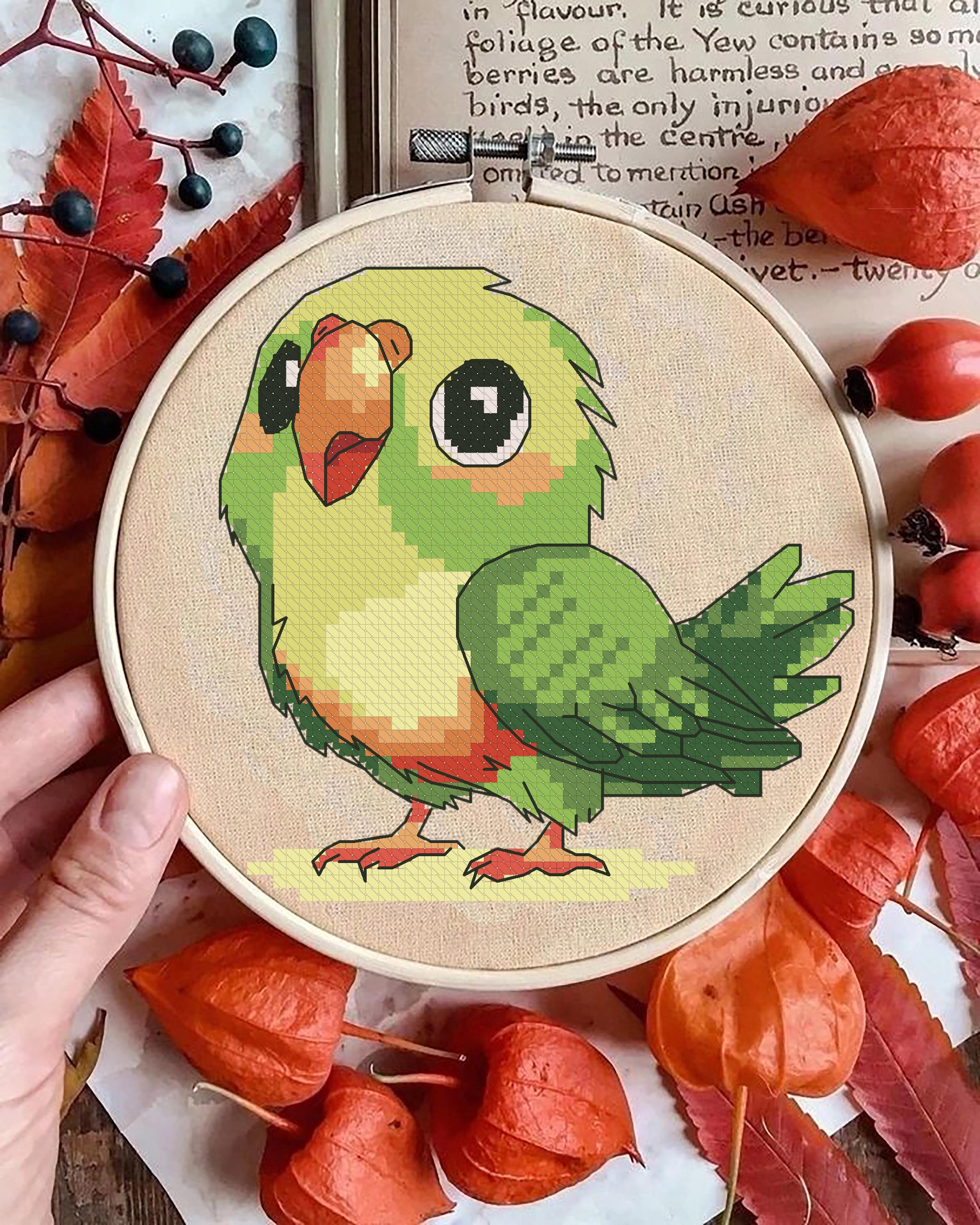 Green Parrot Cross Stitch Pattern (PDF Download - Etsy