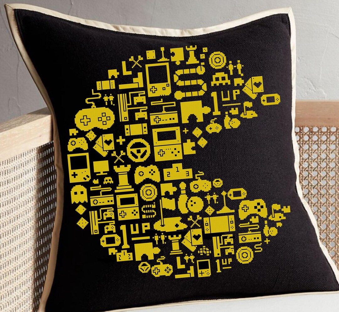 Big Pac-man, Game Symbols, Gambling Addiction Cross Stitch Pattern PDF ...