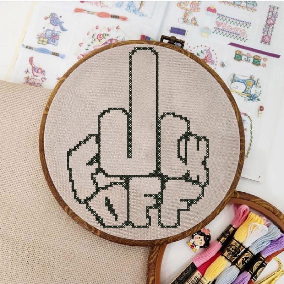Middle Finger Cross Stitch Pattern: Funny DIY Embroidery (PDF Pattern ...