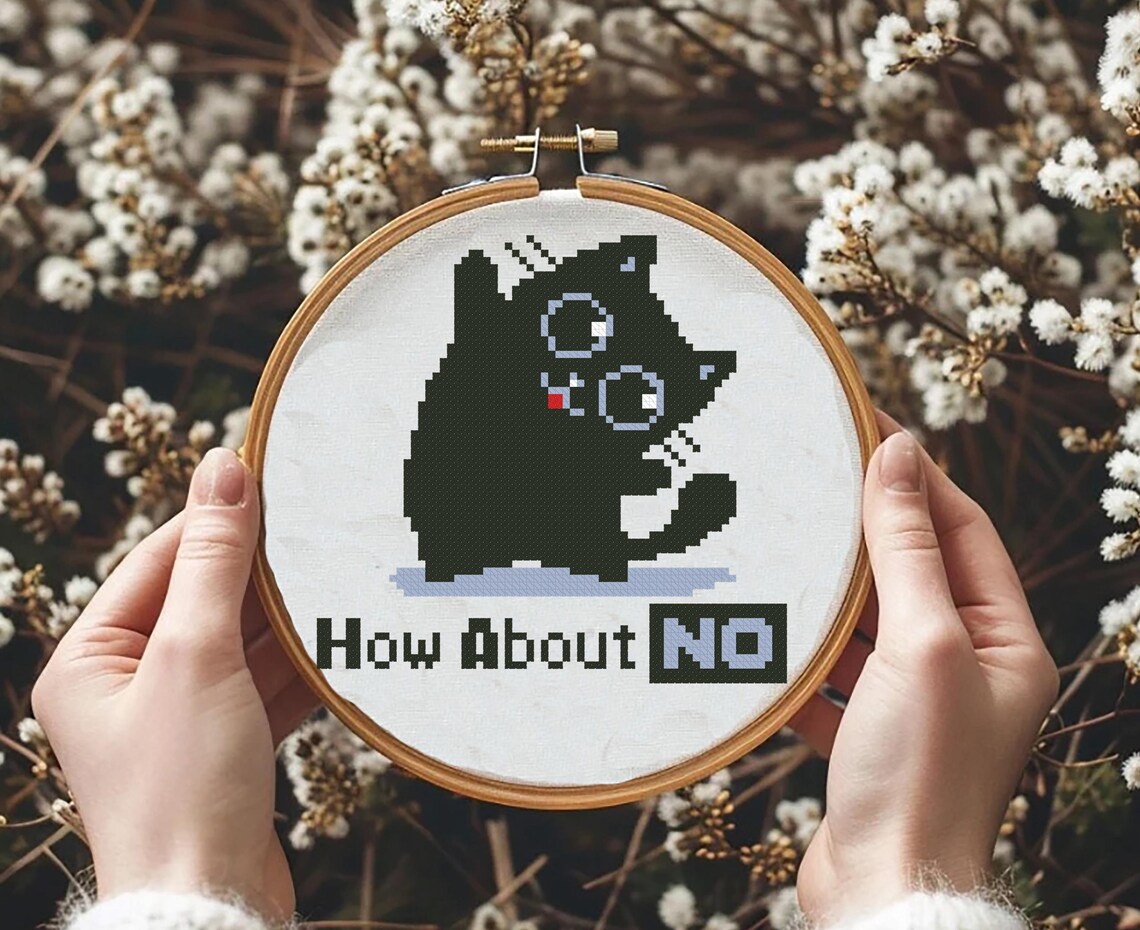 Funny Cat Cross Stitch Pattern: 'how About No' DIY (PDF) - Etsy