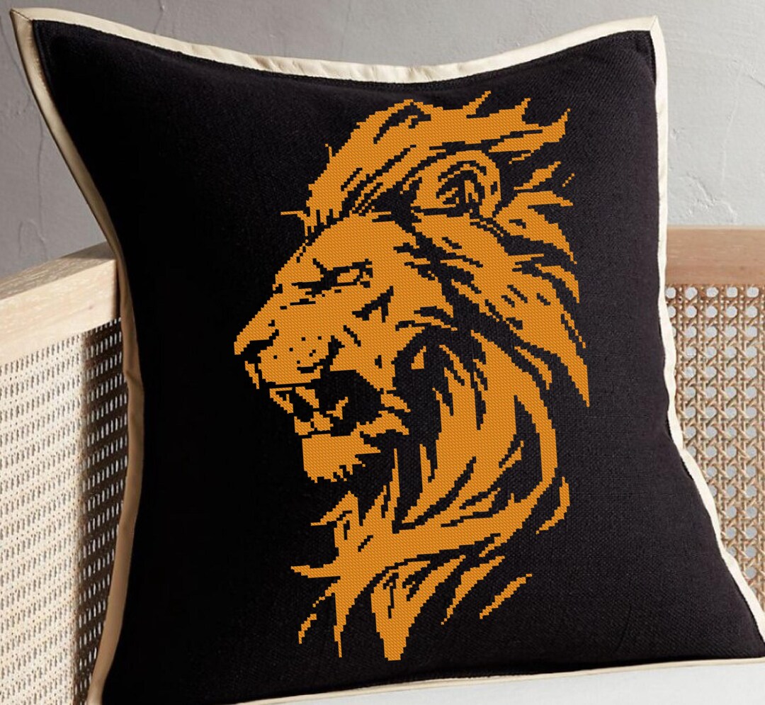 Roaring Lion Cross Stitch Pattern: Simple DIY Design (PDF) - Etsy
