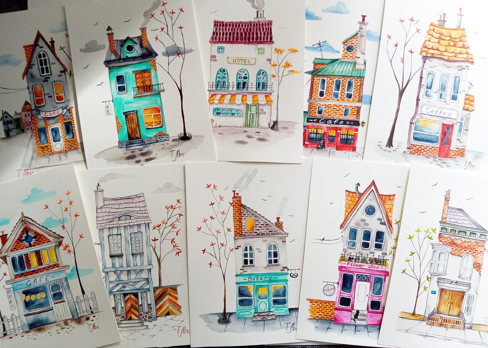 Watercolor Drawing Cute Cozy House 6x8 Inch Wall Decor Postcard ...