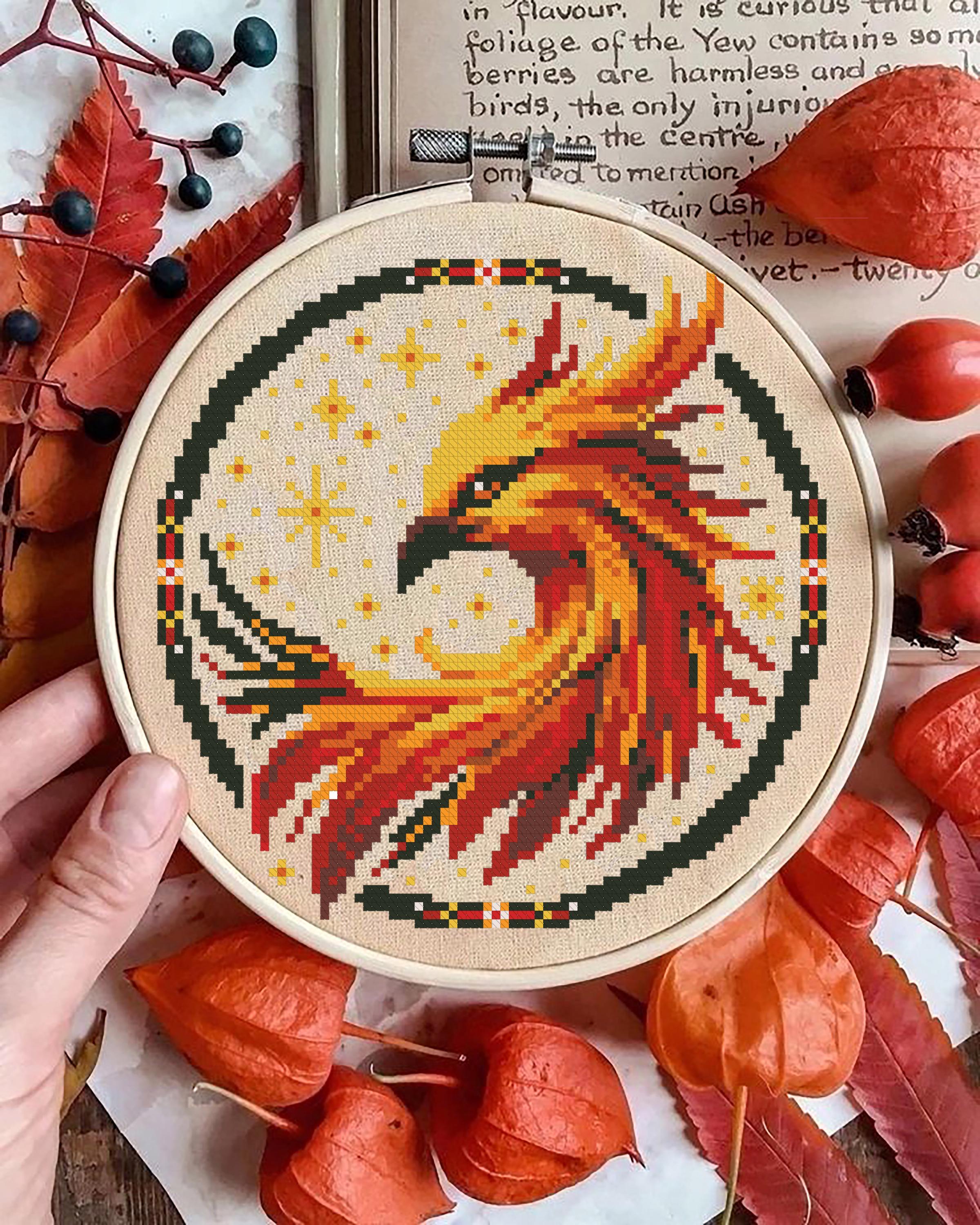 Blazing Phoenix Cross Stitch Pattern: Easy DIY Bird Design (PDF ...