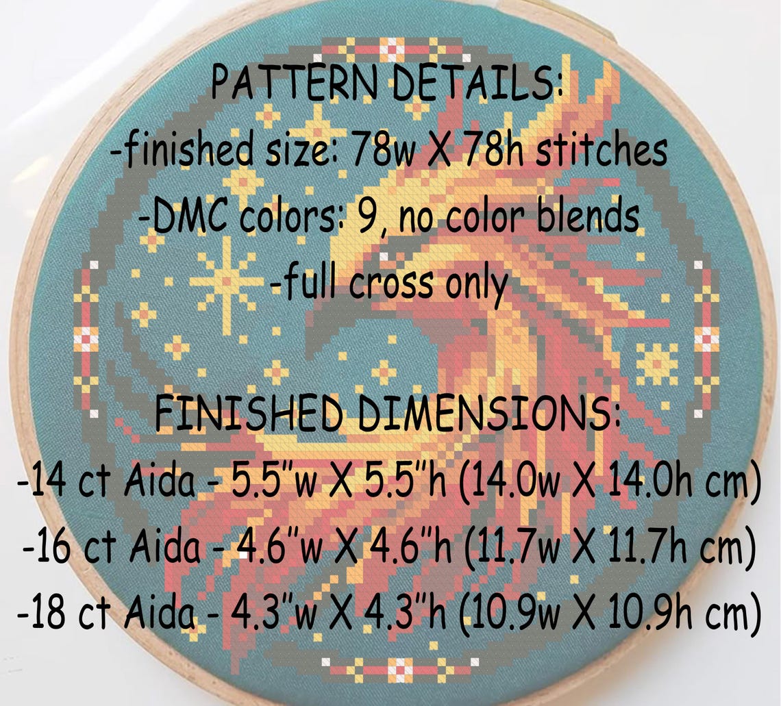 Blazing Phoenix Cross Stitch Pattern: Easy DIY Bird Design (PDF ...