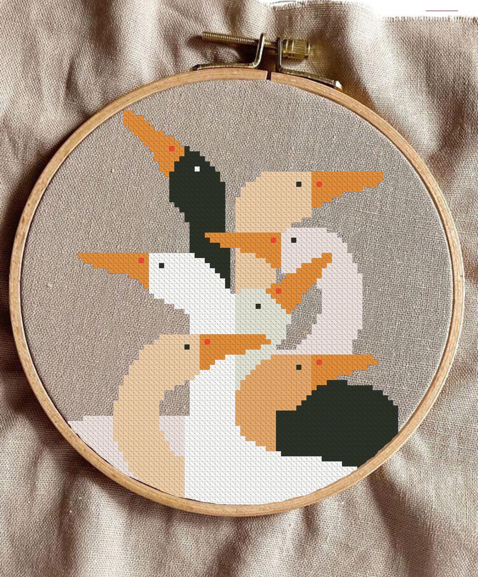 Seven Cute Colorful Geese Cross Stitch Pattern PDF 65х83 Stitches Easy ...