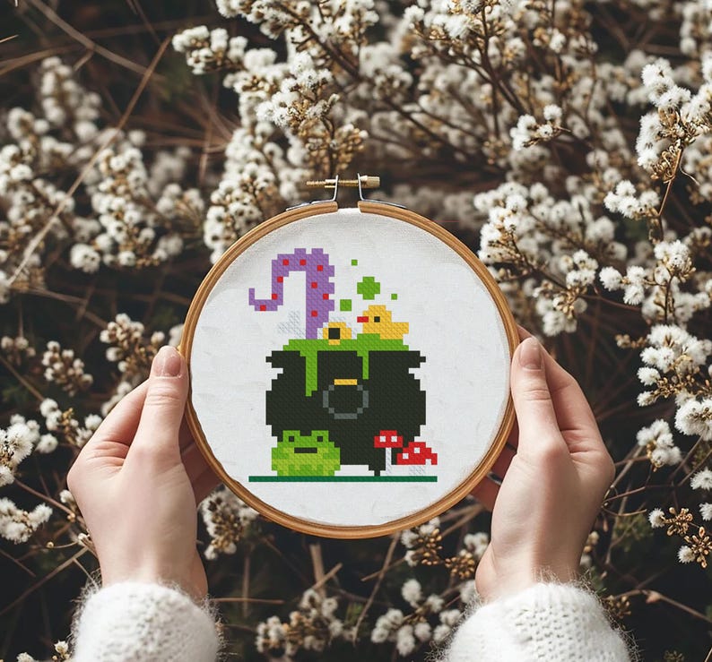 Witch's Cauldron Cross Stitch Pattern: Easy Cozy Potion Design (PDF ...
