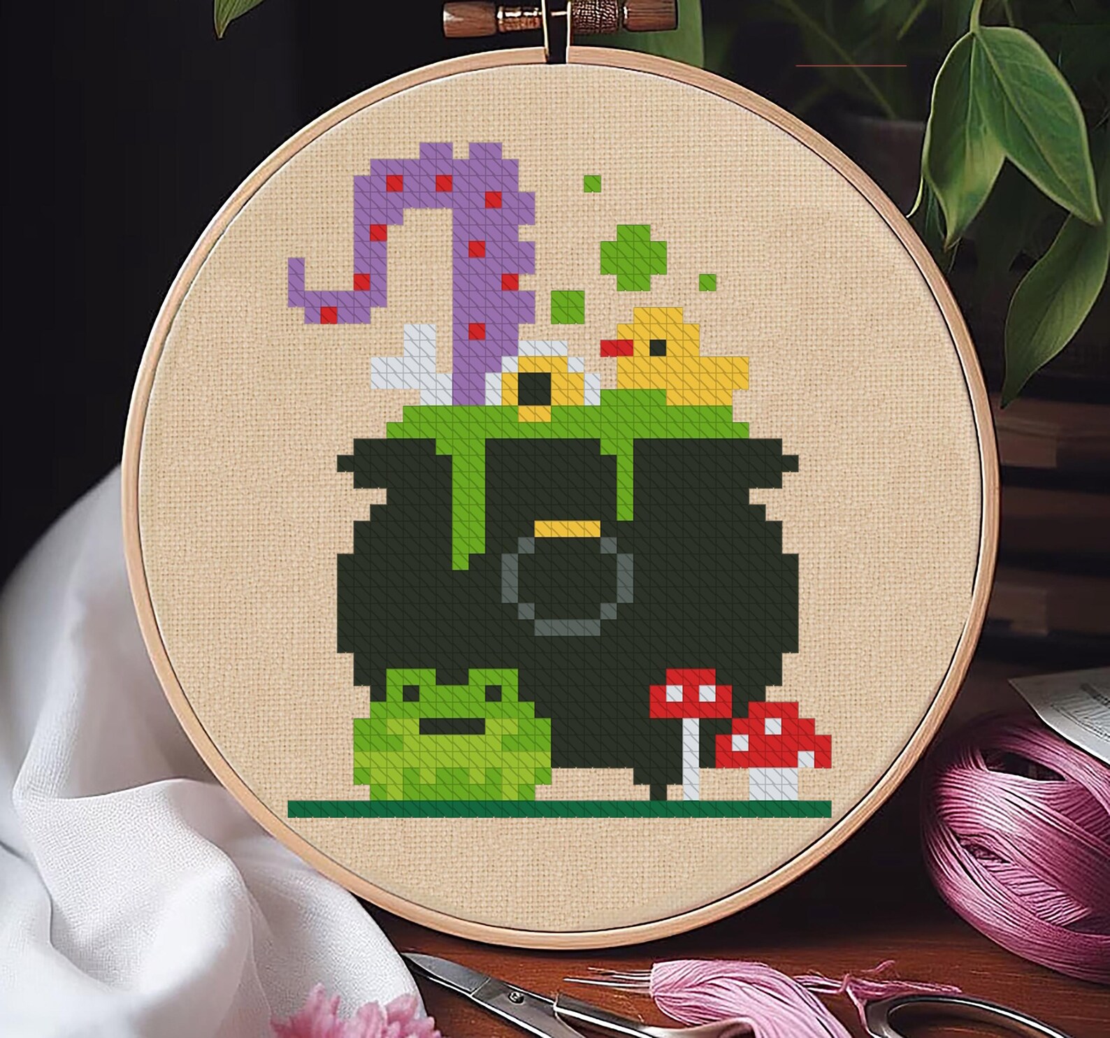 Witch's Cauldron Cross Stitch Pattern: Easy Cozy Potion Design (PDF ...