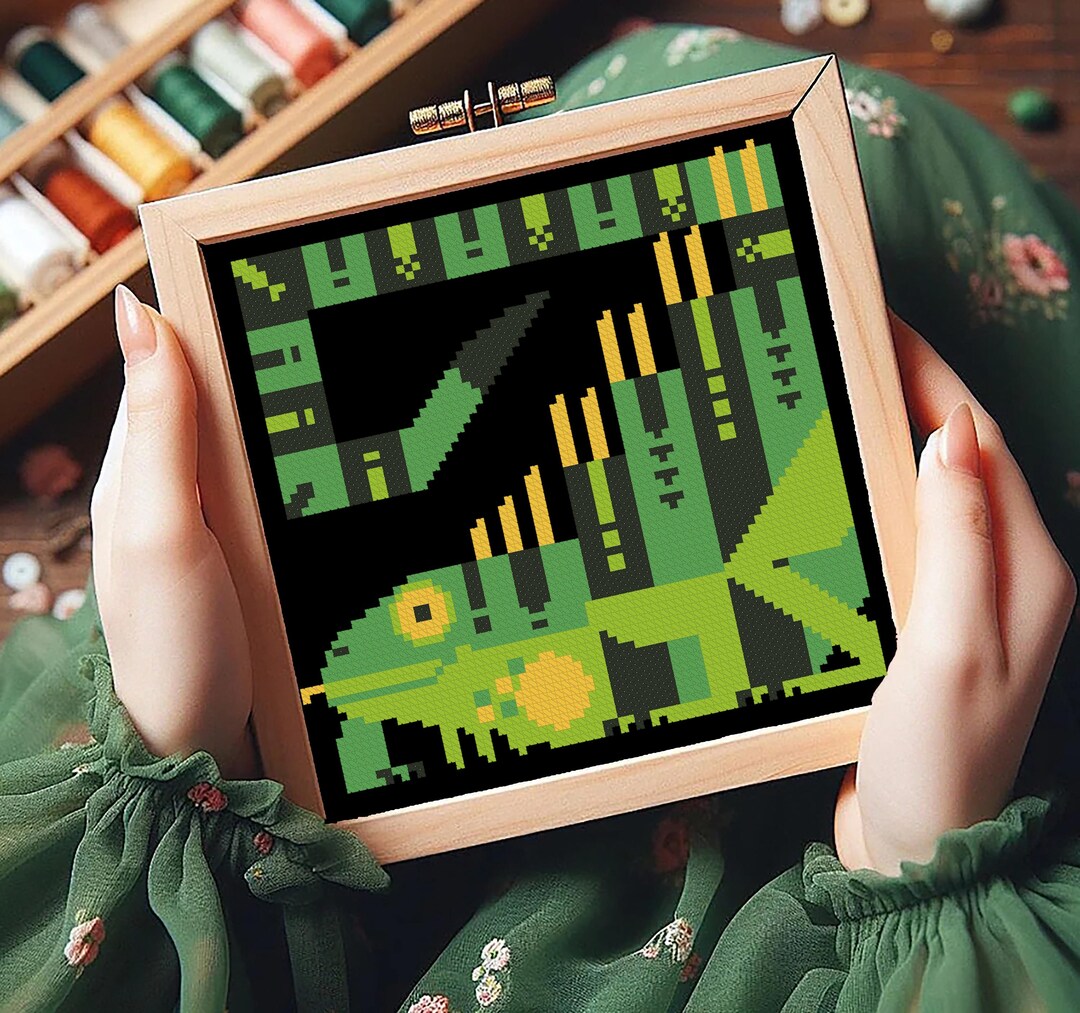 Green Lizard Cross Stitch Pattern: Easy DIY Cozy Gift (PDF Download ...