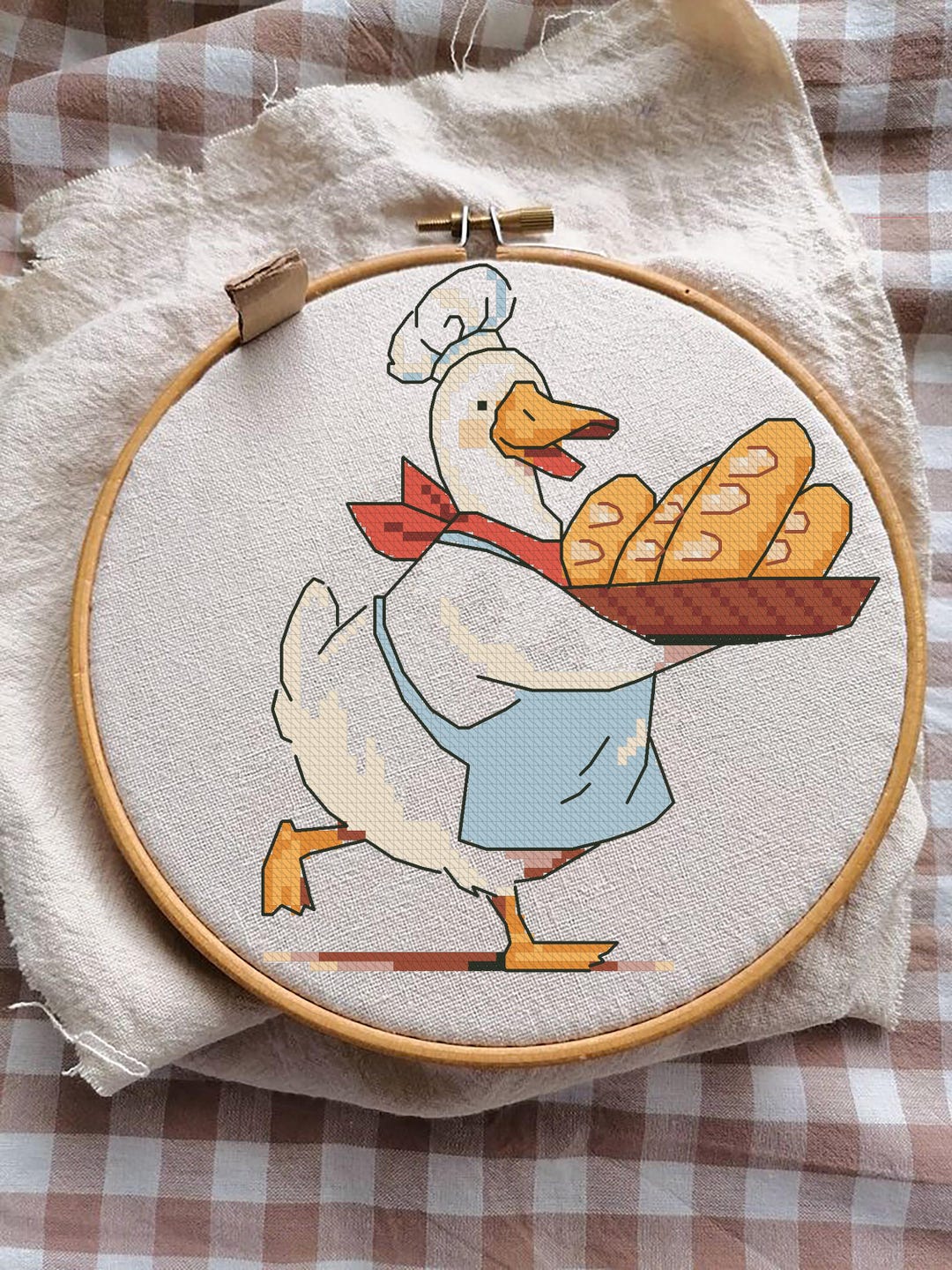 Cute Goose Baker With Bread Cross Stitch Pattern PDF 66х76 Stitches ...