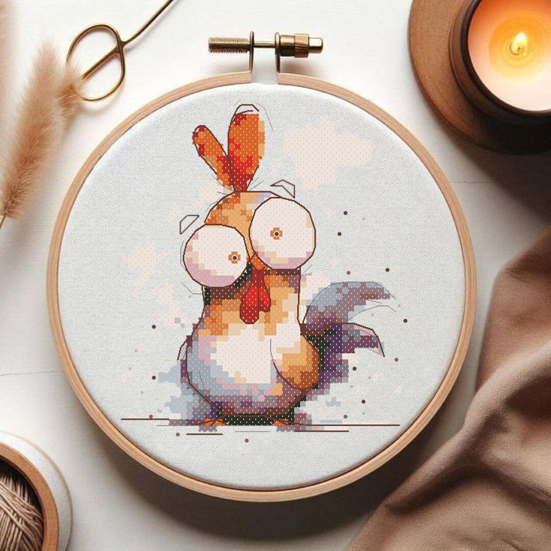 Funny Big-eyed Rooster Cross Stitch Pattern (PDF Download) - Etsy